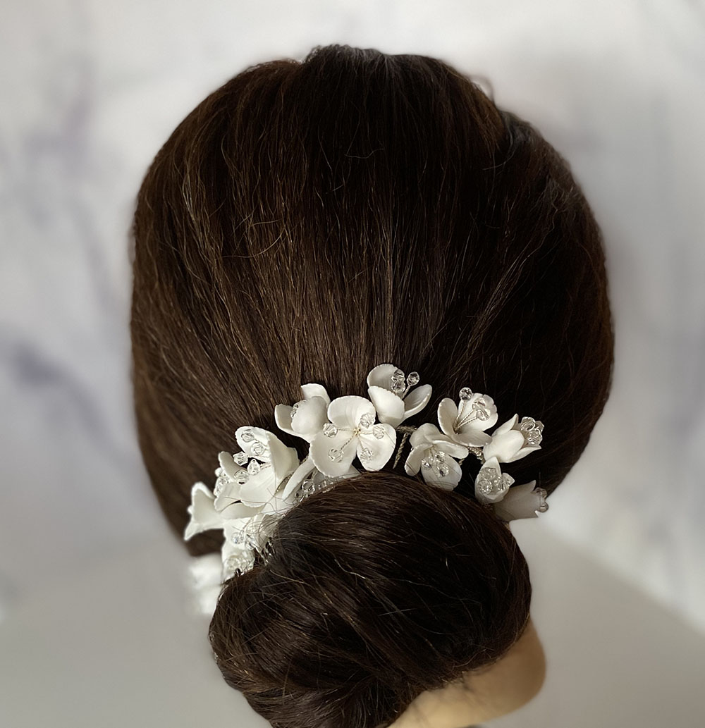 Grinalda Flores Brancas - Boutique da Noiva