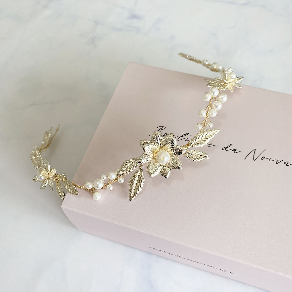 Grinalda Noiva Floral - Boutique da Noiva